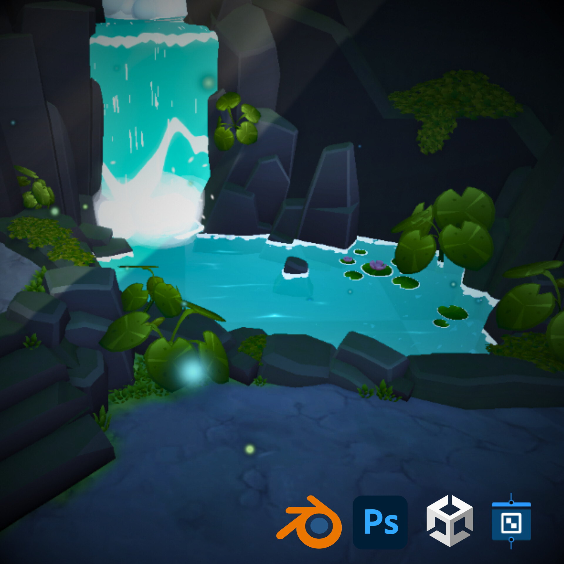 ArtStation - Stylized Interactive Water & Waterfall VFX (Unity)