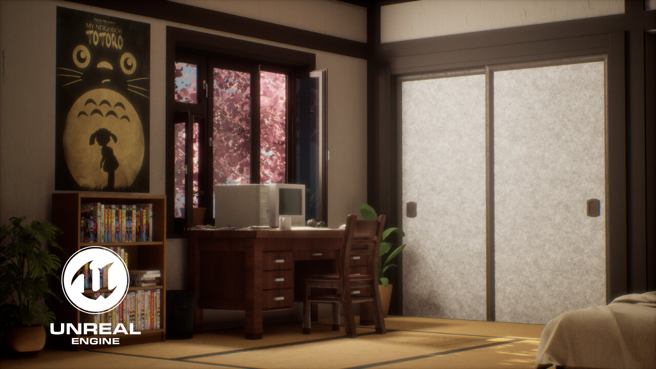 ArtStation - Japanese-Inspired Room Interior | Cozy Anime-Style ...