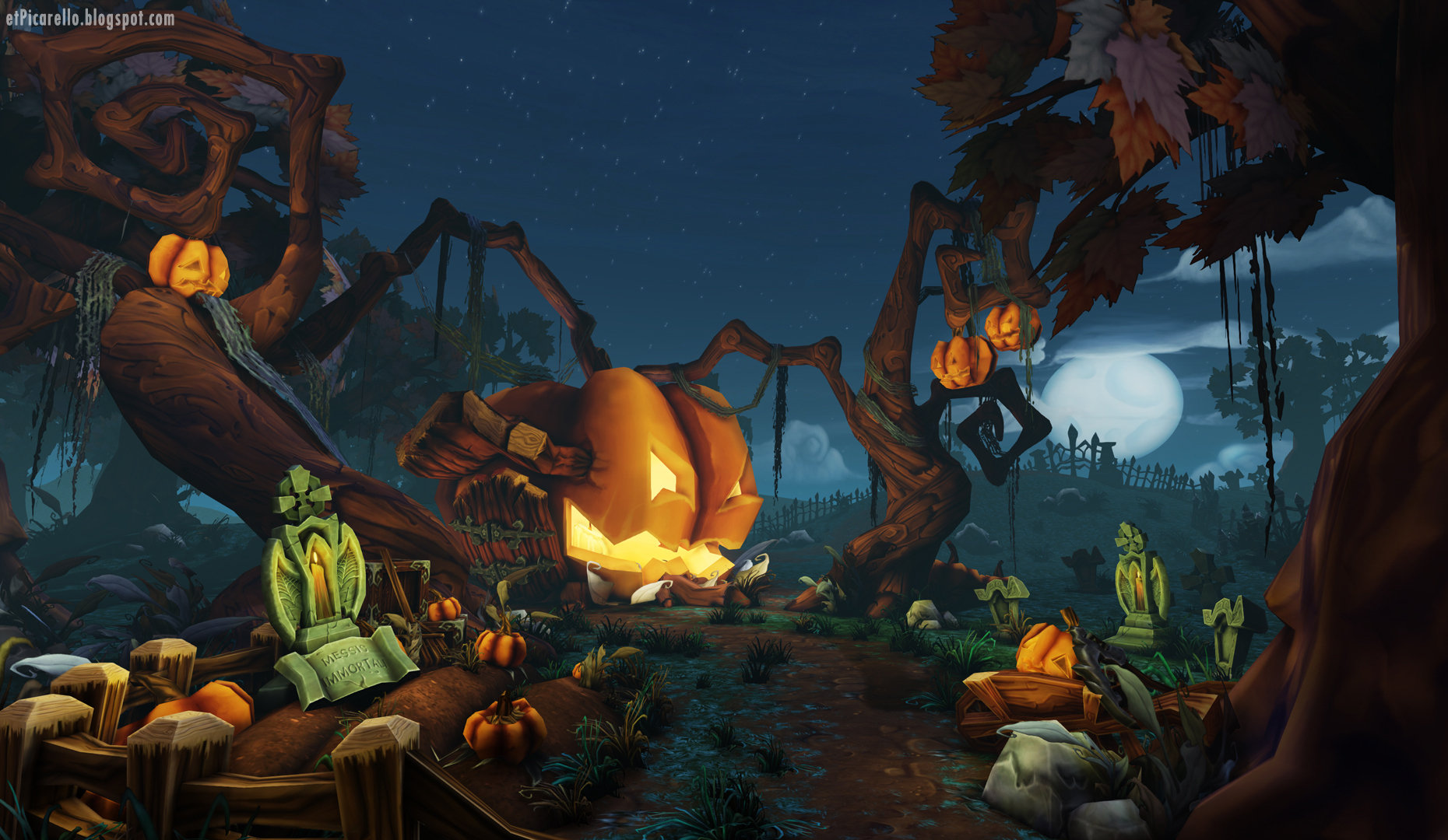 ArtStation - Haunted Pumpkin Graveyard