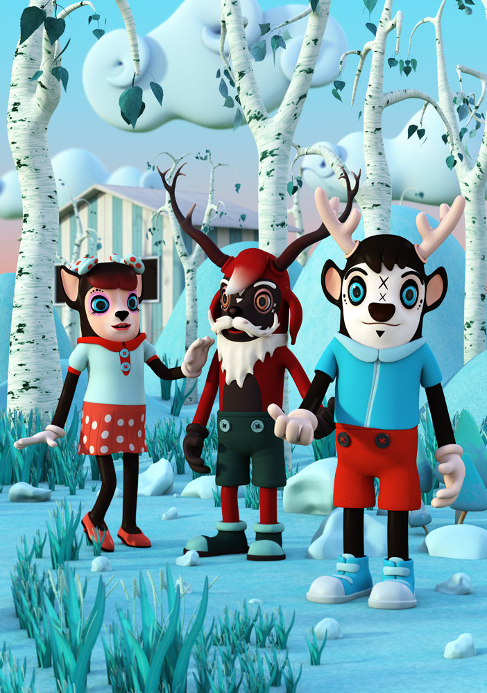 ArtStation - Blue Magic forest Tales - Ben and Mary my Deer