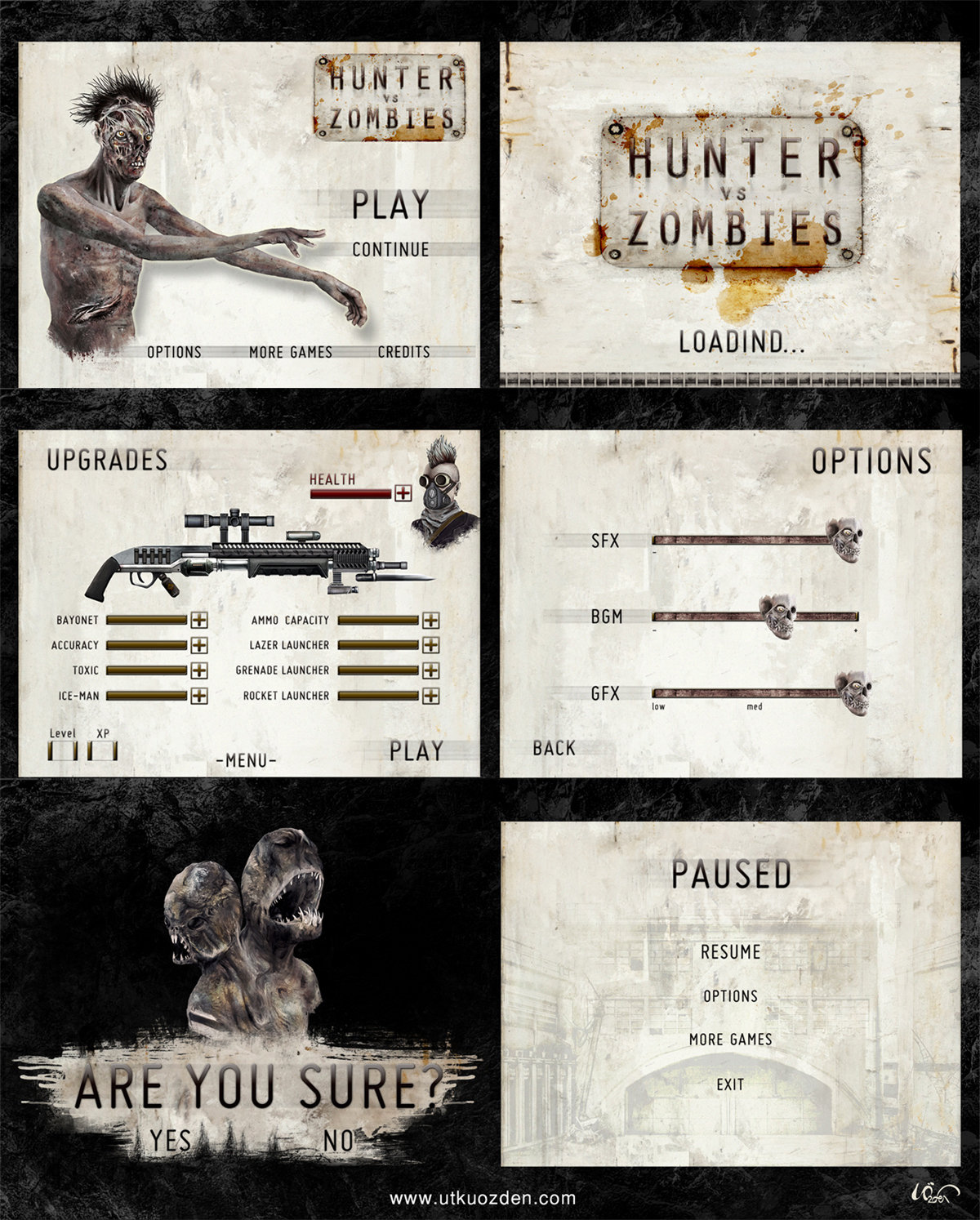 ArtStation - Hunter vs Zombies Menu Designs