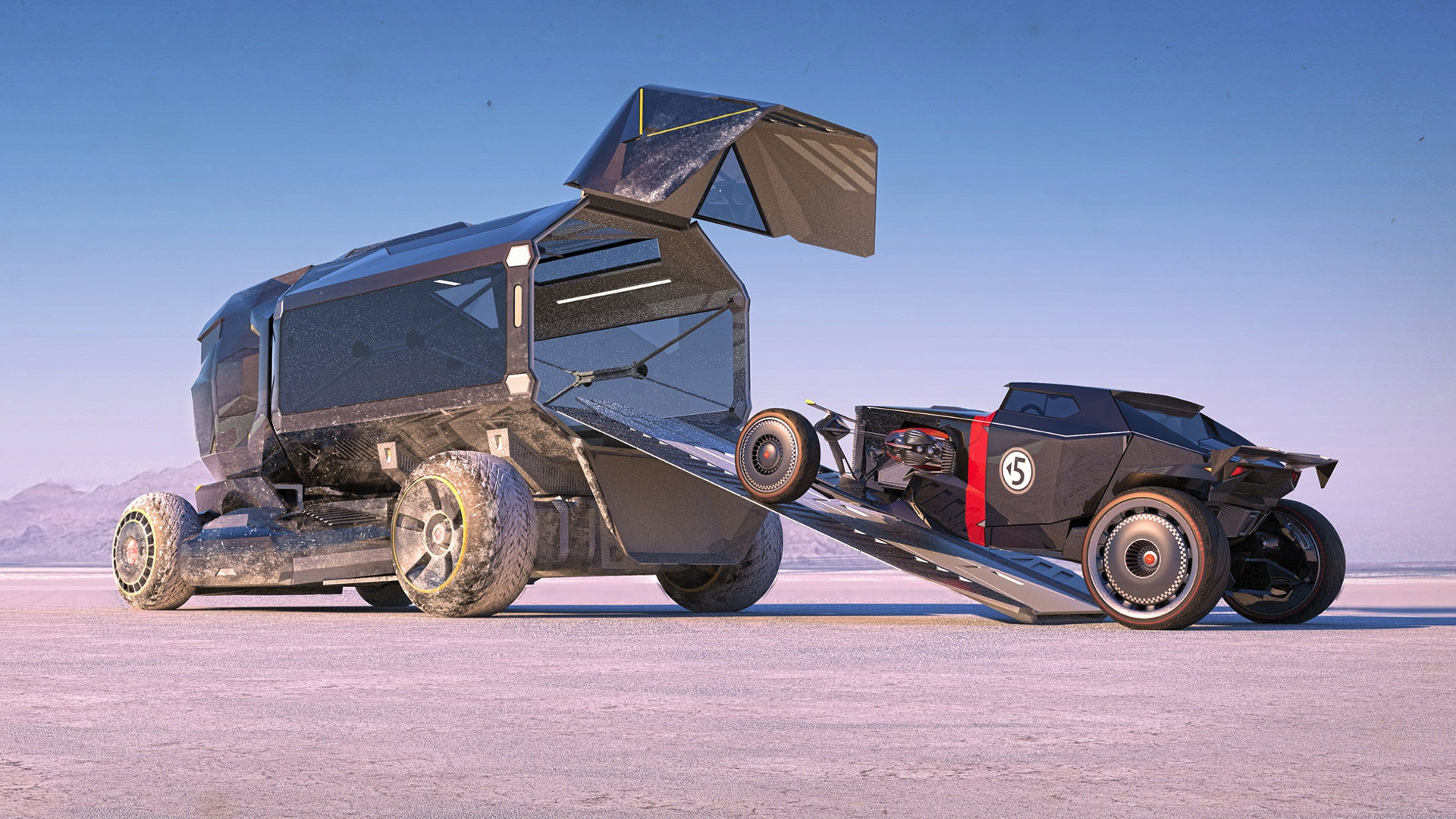 ArtStation - Sci-Fi Hot Rod + Transporter Concept, Scott Robertson