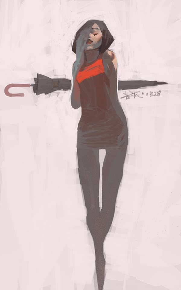 ArtStation - red umbrella