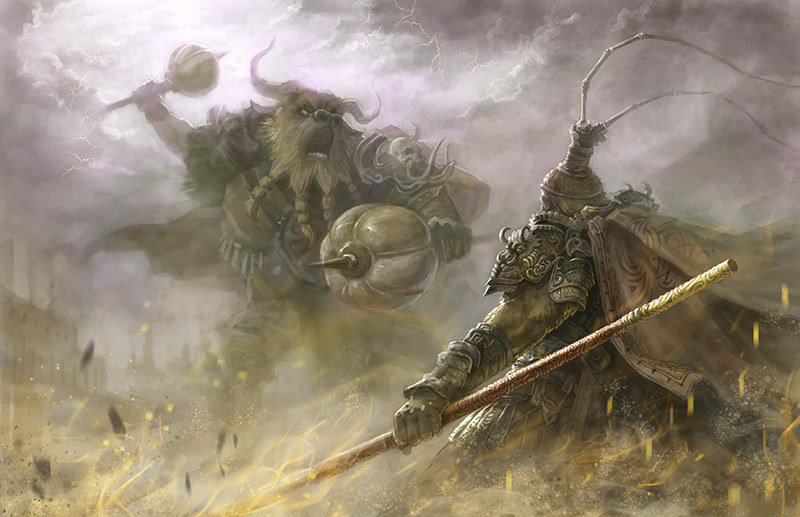 ArtStation - Monkey king fight with king bull