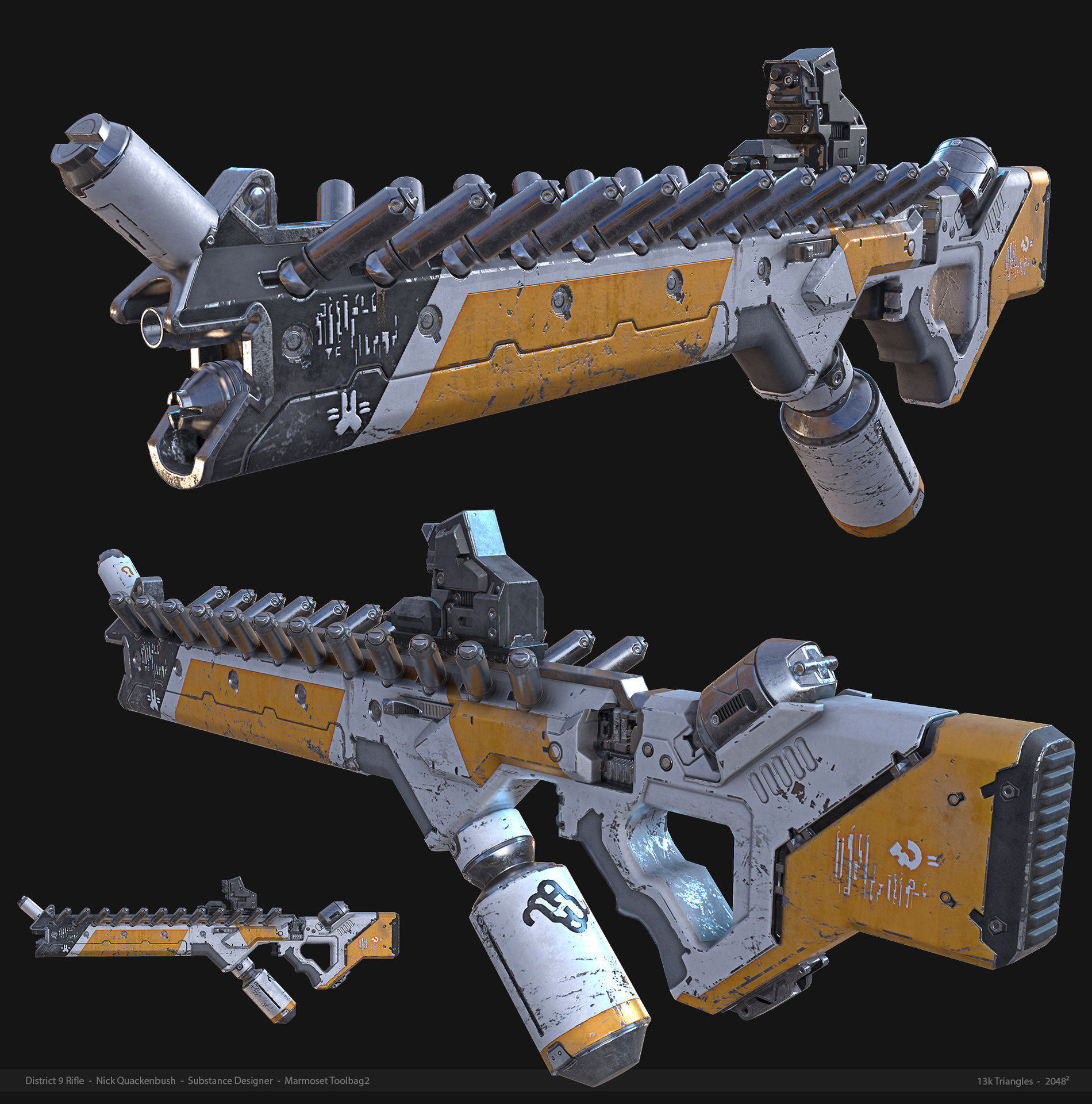 ArtStation - District 9 Assault Rifle Material Finals, Nick Quackenbush