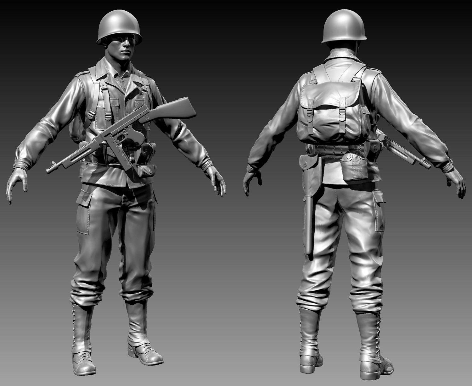 ArtStation - WWII soldier high poly