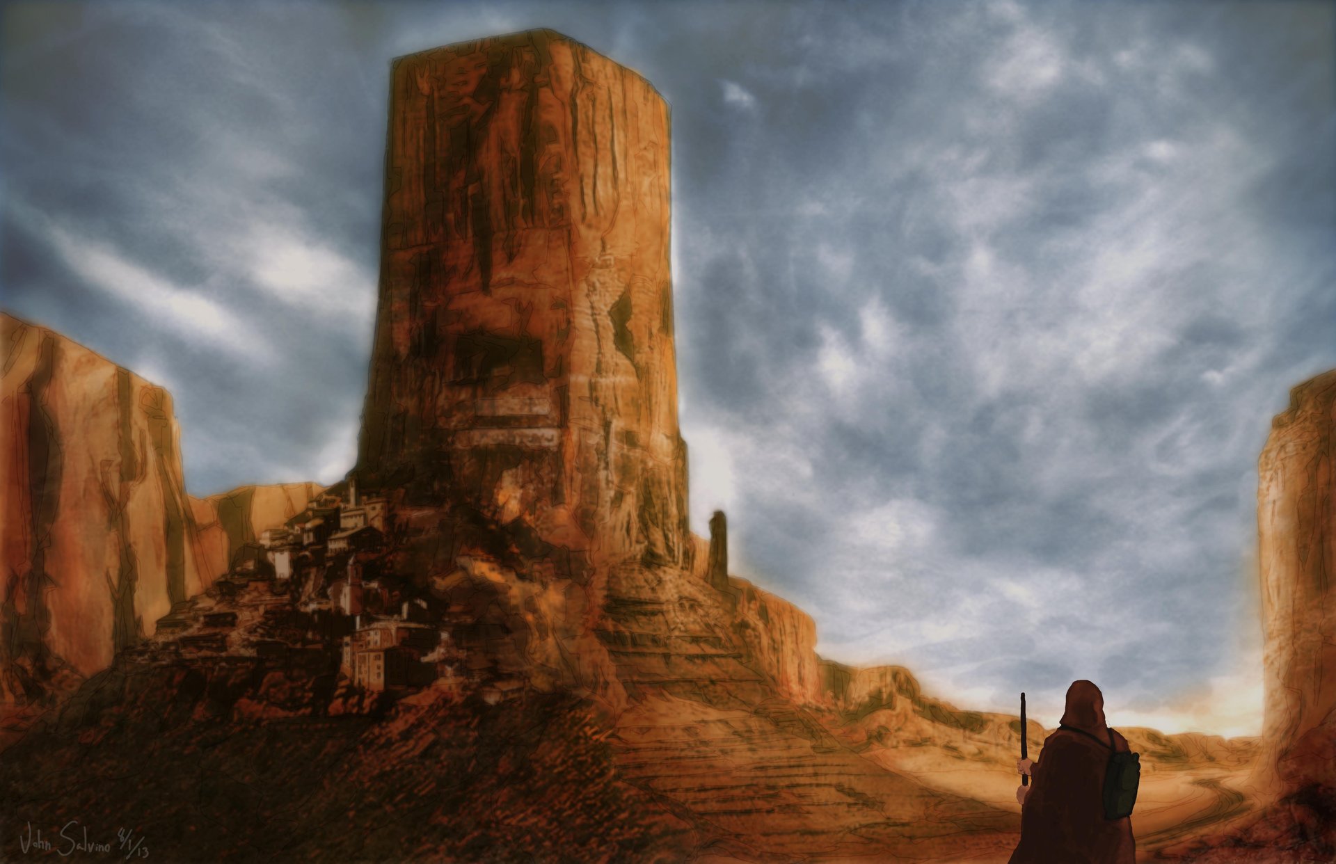 ArtStation - Village in the shadow of the Monolith