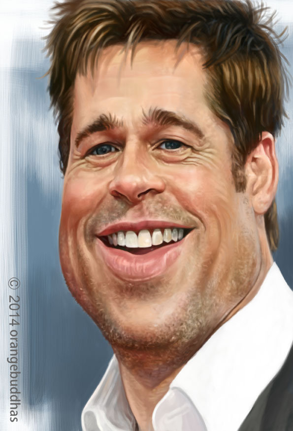 ArtStation - Brad Pitt caricature portrait painting