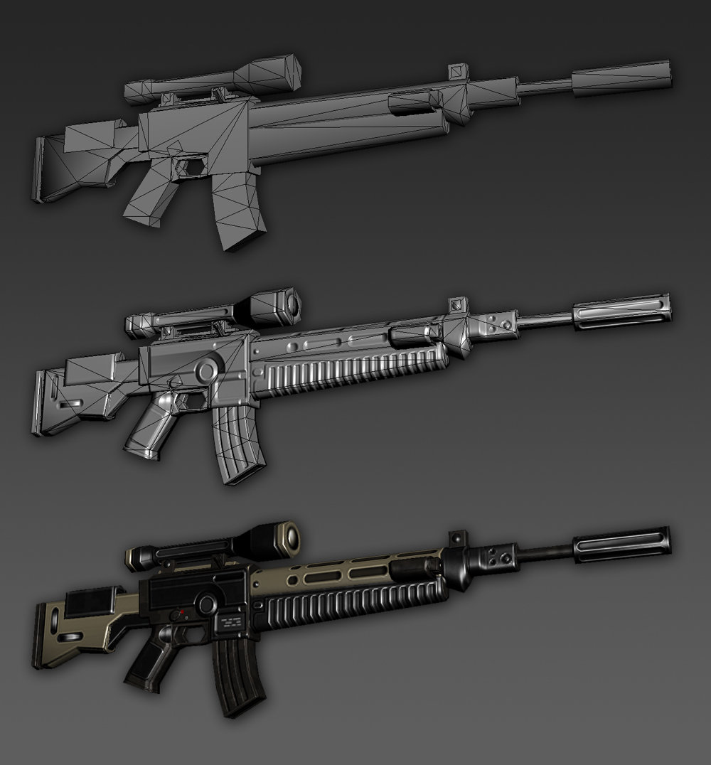 ArtStation - low poly gun breakdown