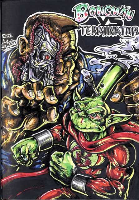 ArtStation - Extreme Crossovers: Bongmän VS. Terminator