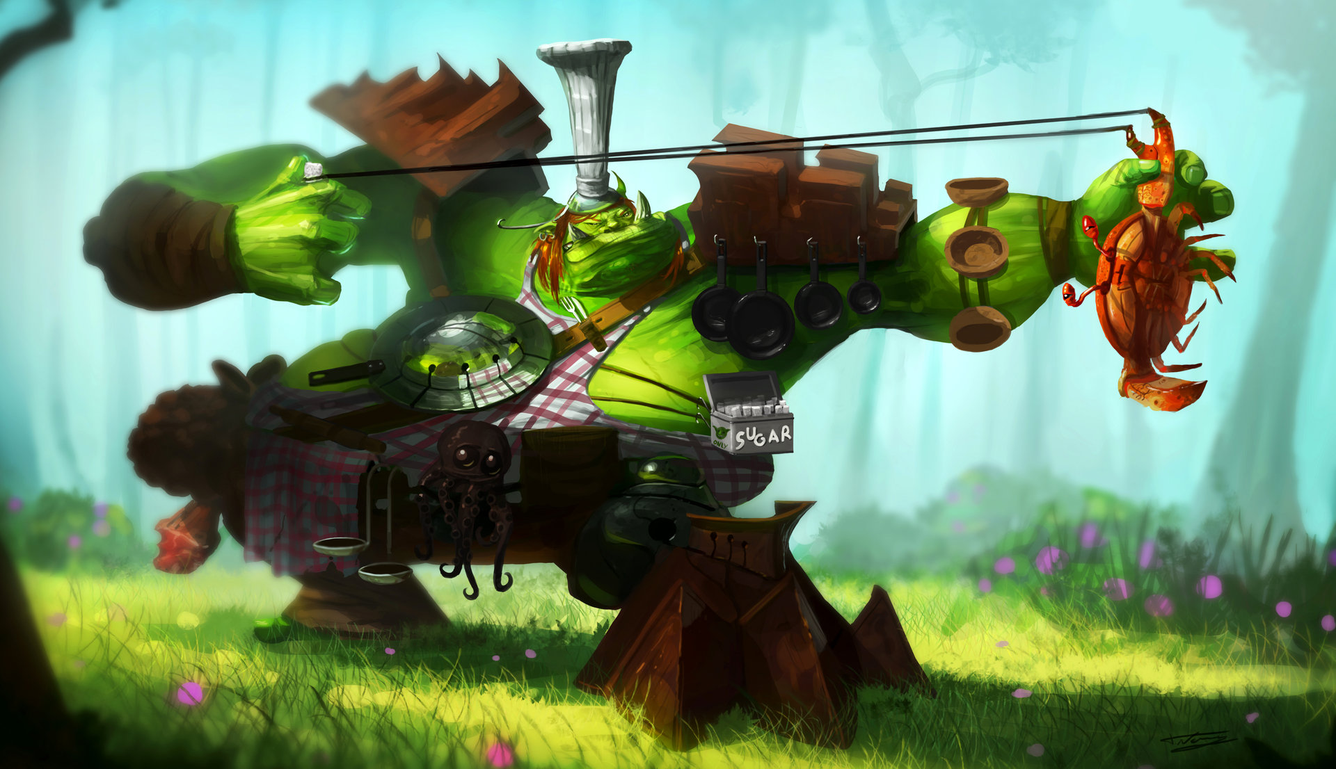 ArtStation - Goblin Cook with Crab Slingshot