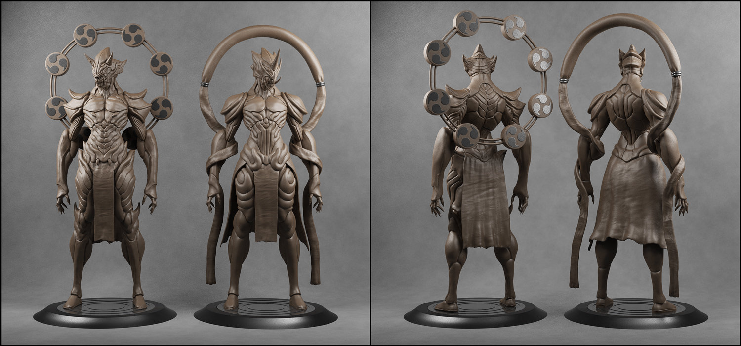 ArtStation - Raijin - Fujin [Clay render]