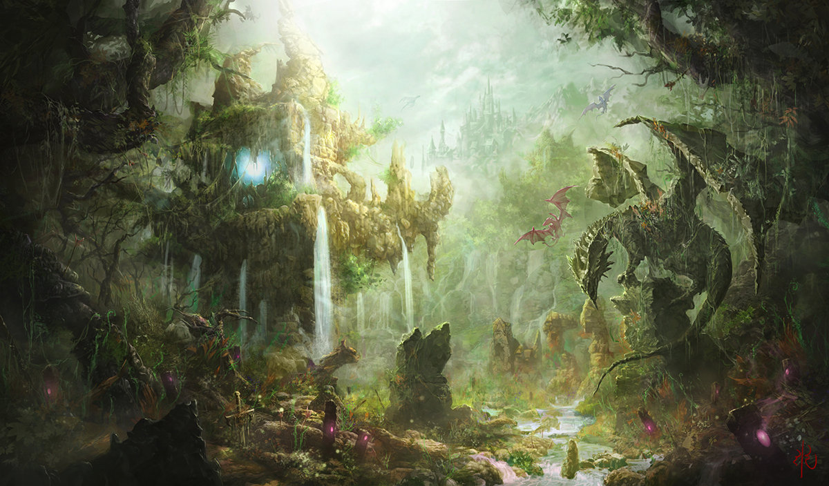 ArtStation - The dragon nest in forest, whinbek [휜백]
