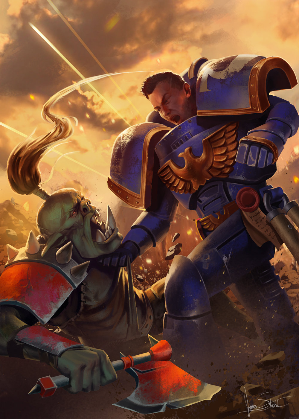 ArtStation - space marine and ork have a debate
