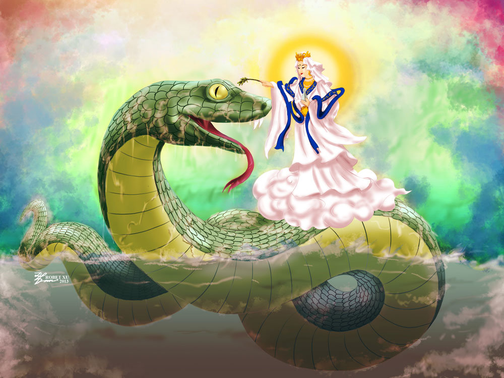 ArtStation - Guan Yin blessing Water Snake