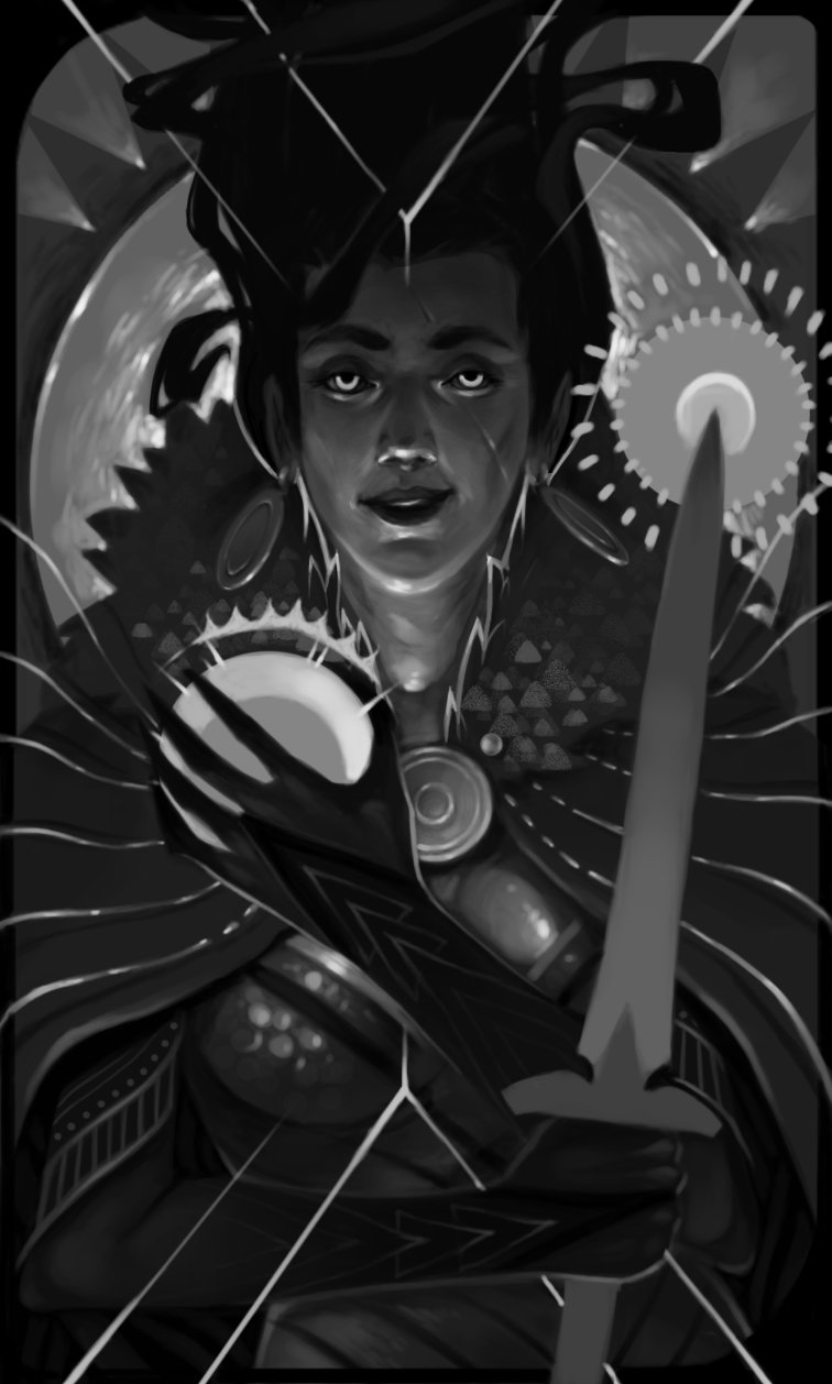 ArtStation - DA:I Character tarot fan card (BW version)