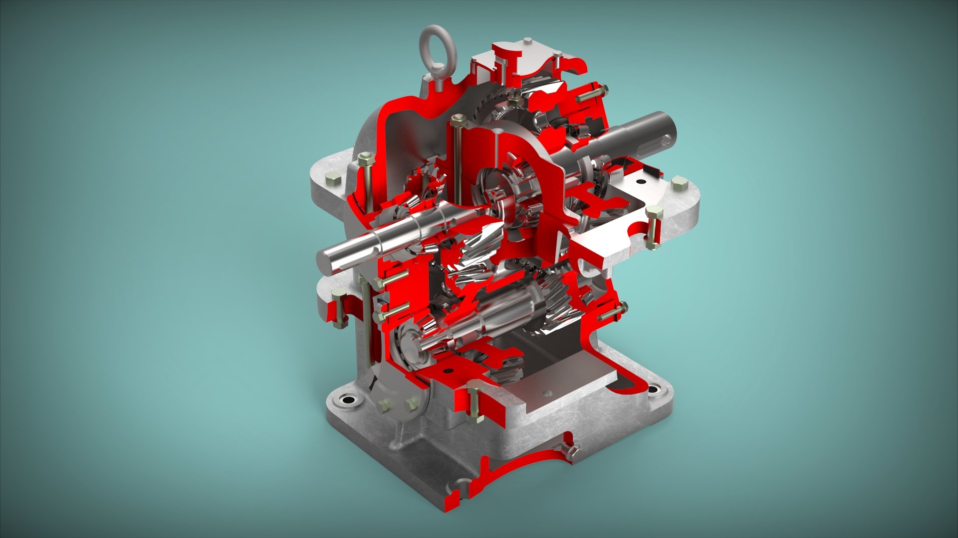 ArtStation - Two-stage cylindrical coaxial reductor 4