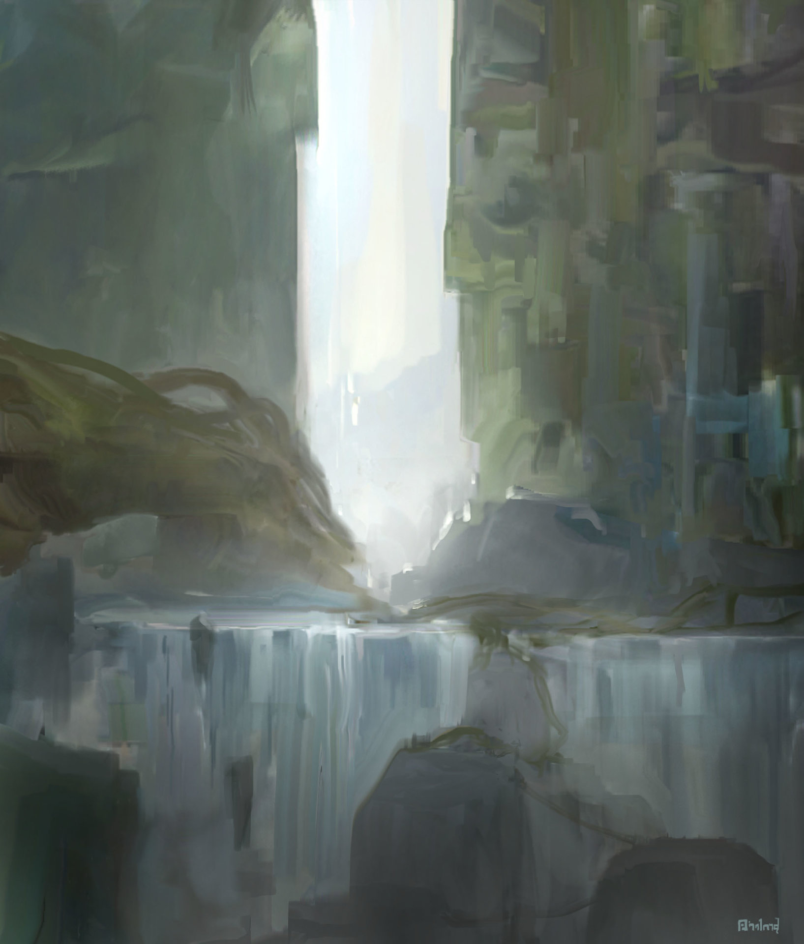 ArtStation - Waterfall in Forest