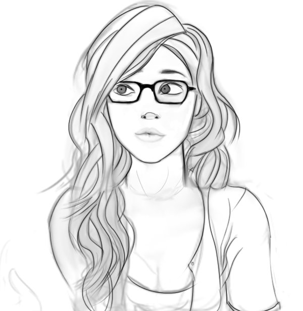 how to draw a girl wearing glasses