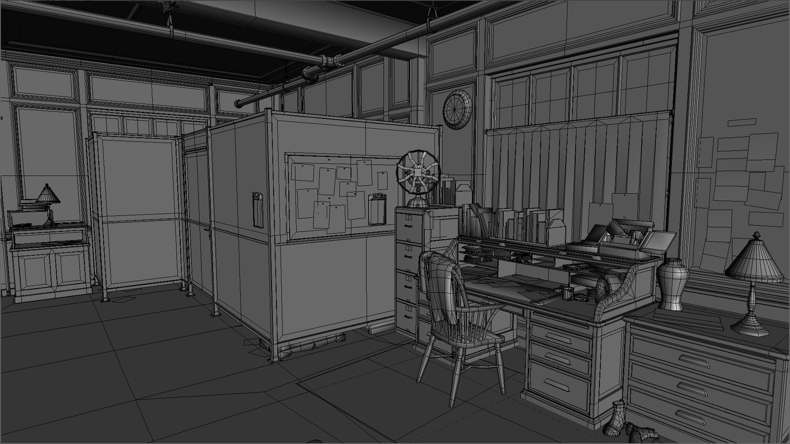 Nestor Carpintero - The Order 1886: Black Wall Yards offices - wireframes