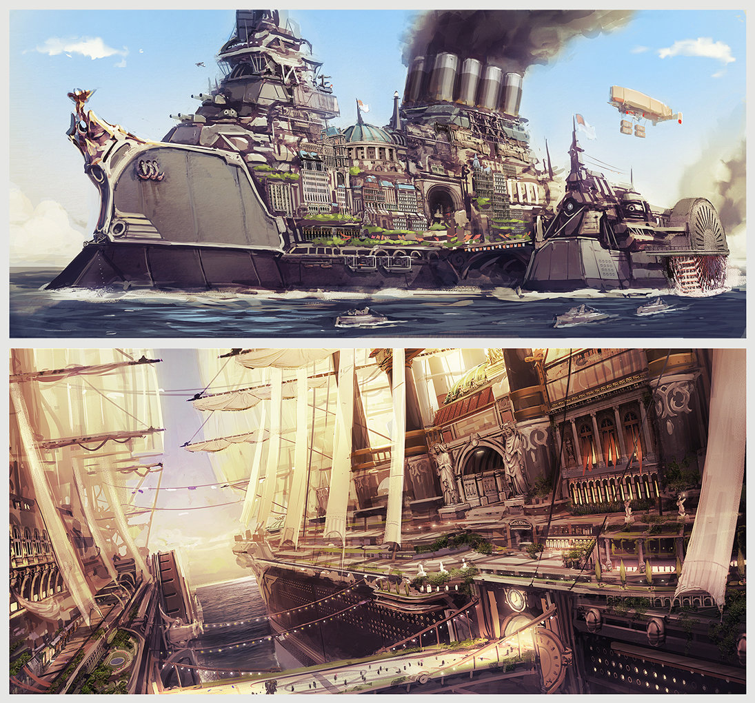 ArtStation - Victorian City-Ship Sketches