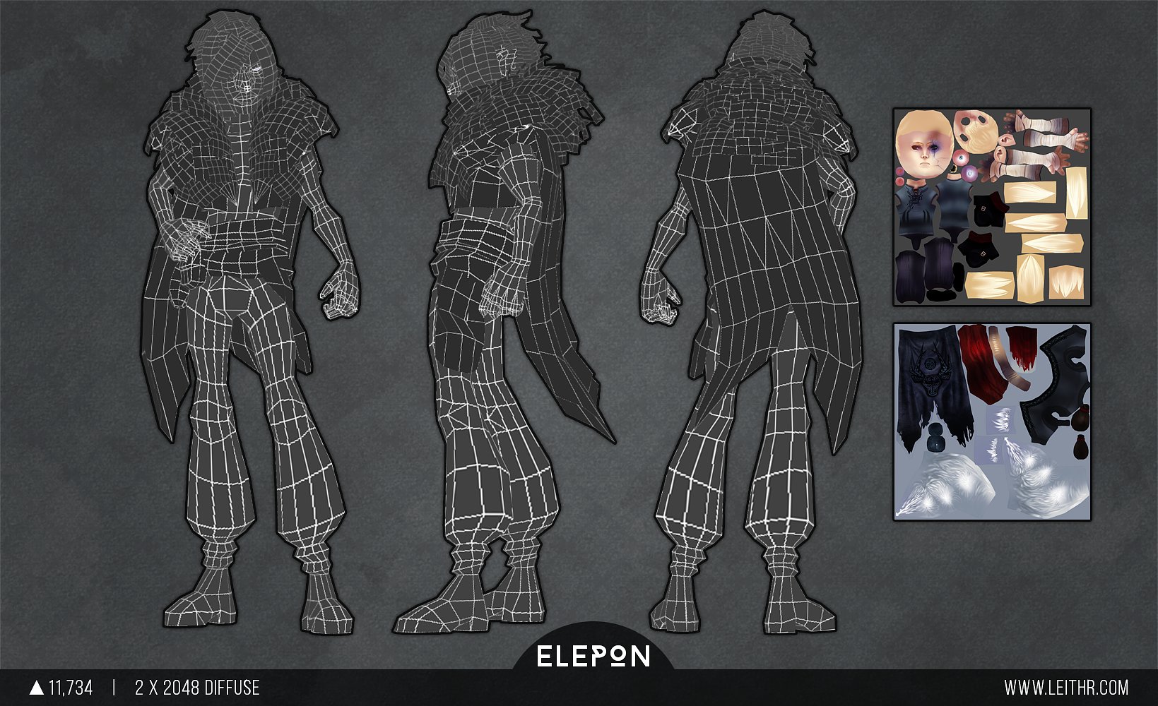 ArtStation - Lowpoly Character - Elepon (wireframe)