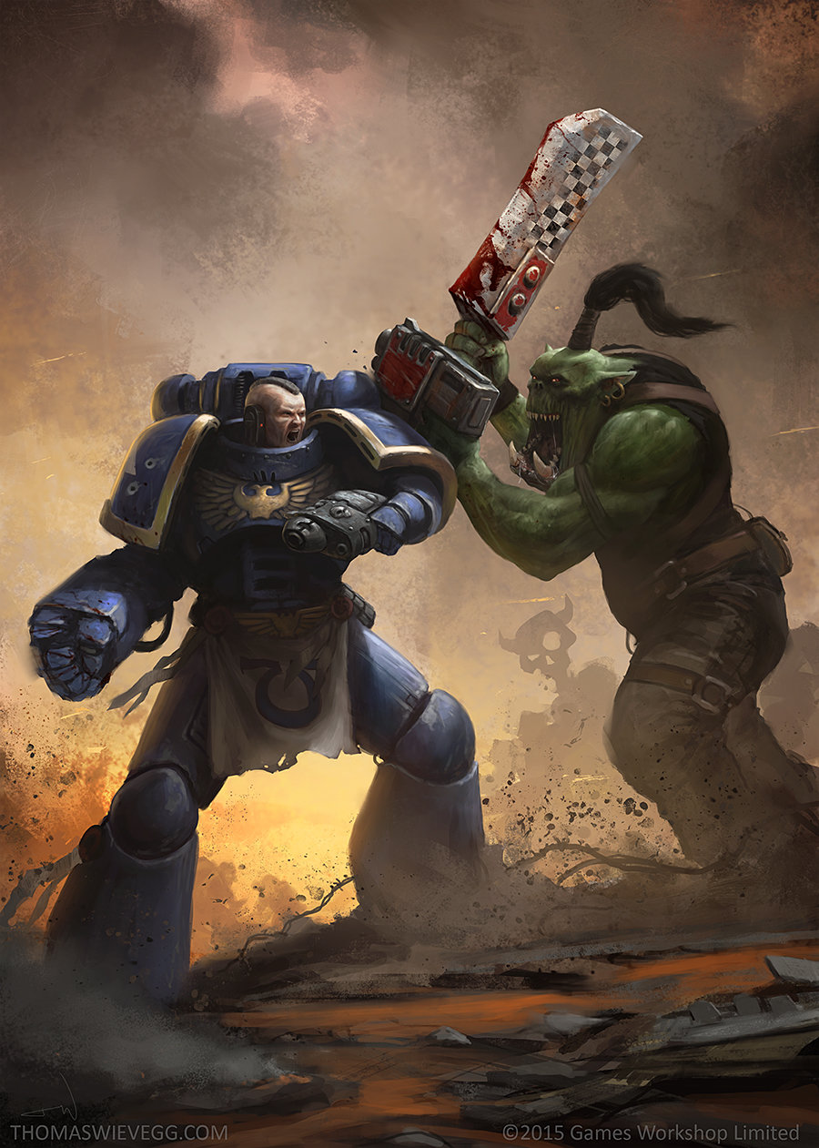 ArtStation - Space marine vs Ork