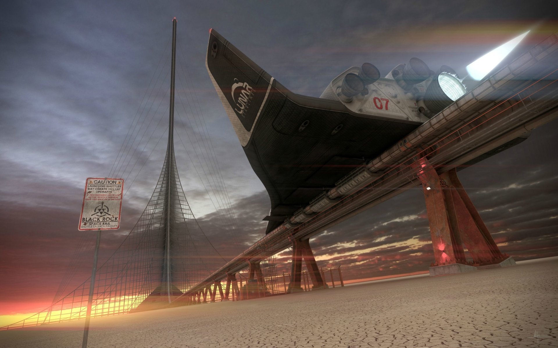ArtStation - A Space Rail at Sunset