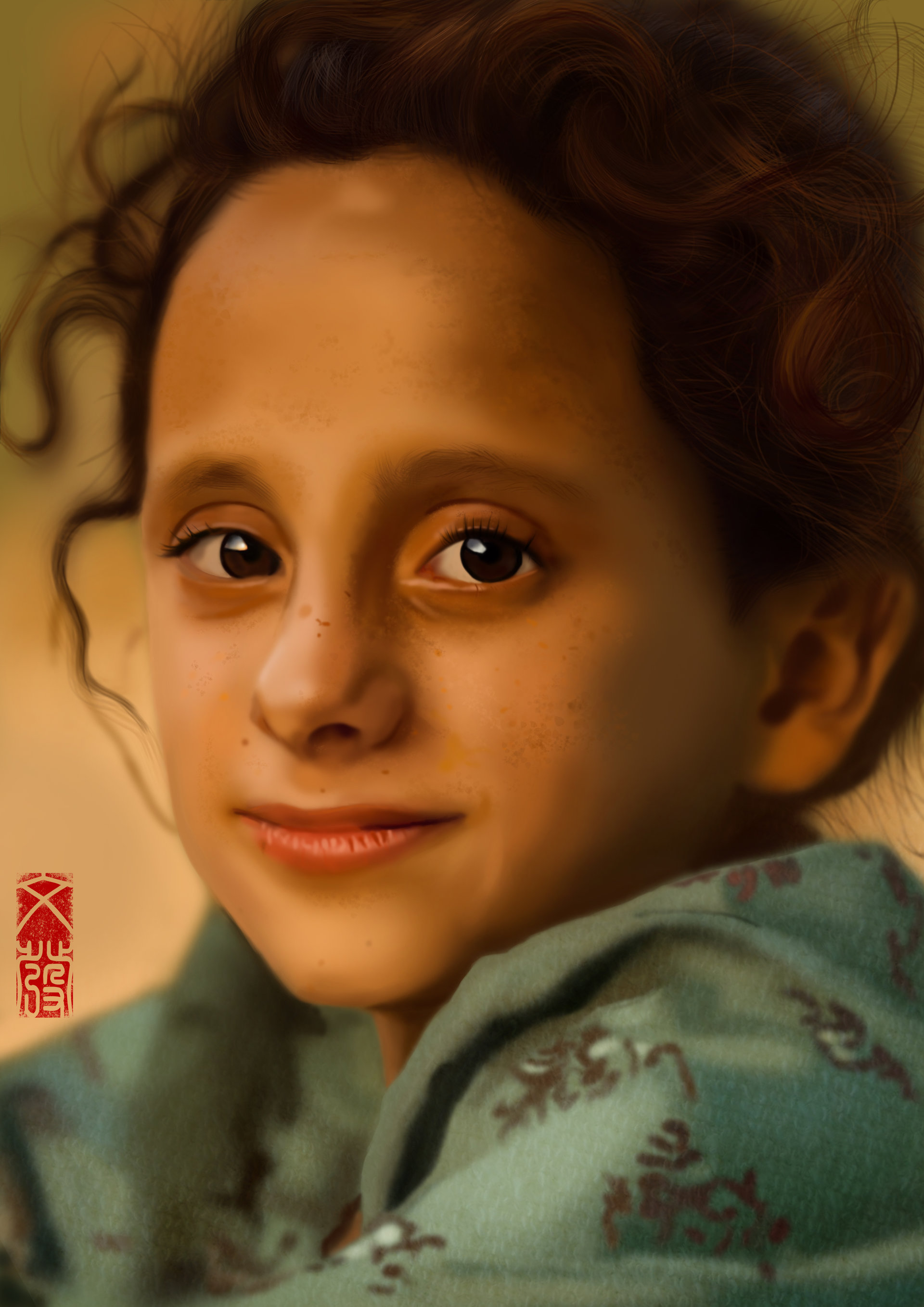 ArtStation - Digital Drawing-Girl Smile Potrait