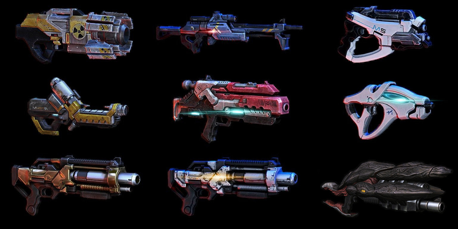 Rodrigue Pralier - Mass Effect 2 Assets - guns and helmets