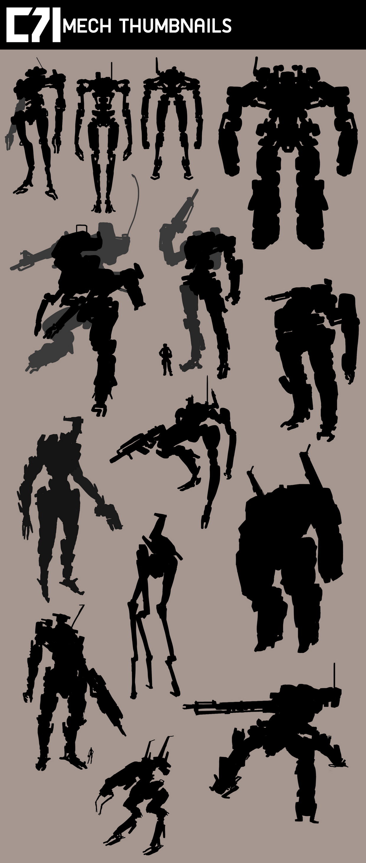 ArtStation - Mech thumbnail sketches