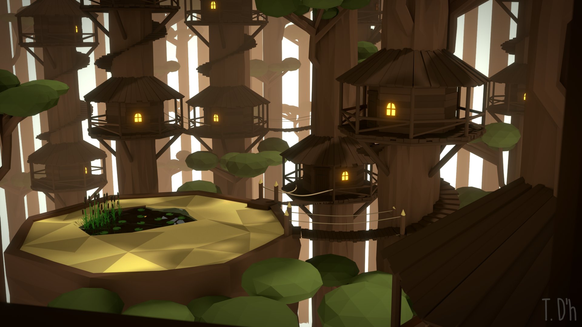 ArtStation - Low poly - Tree Village