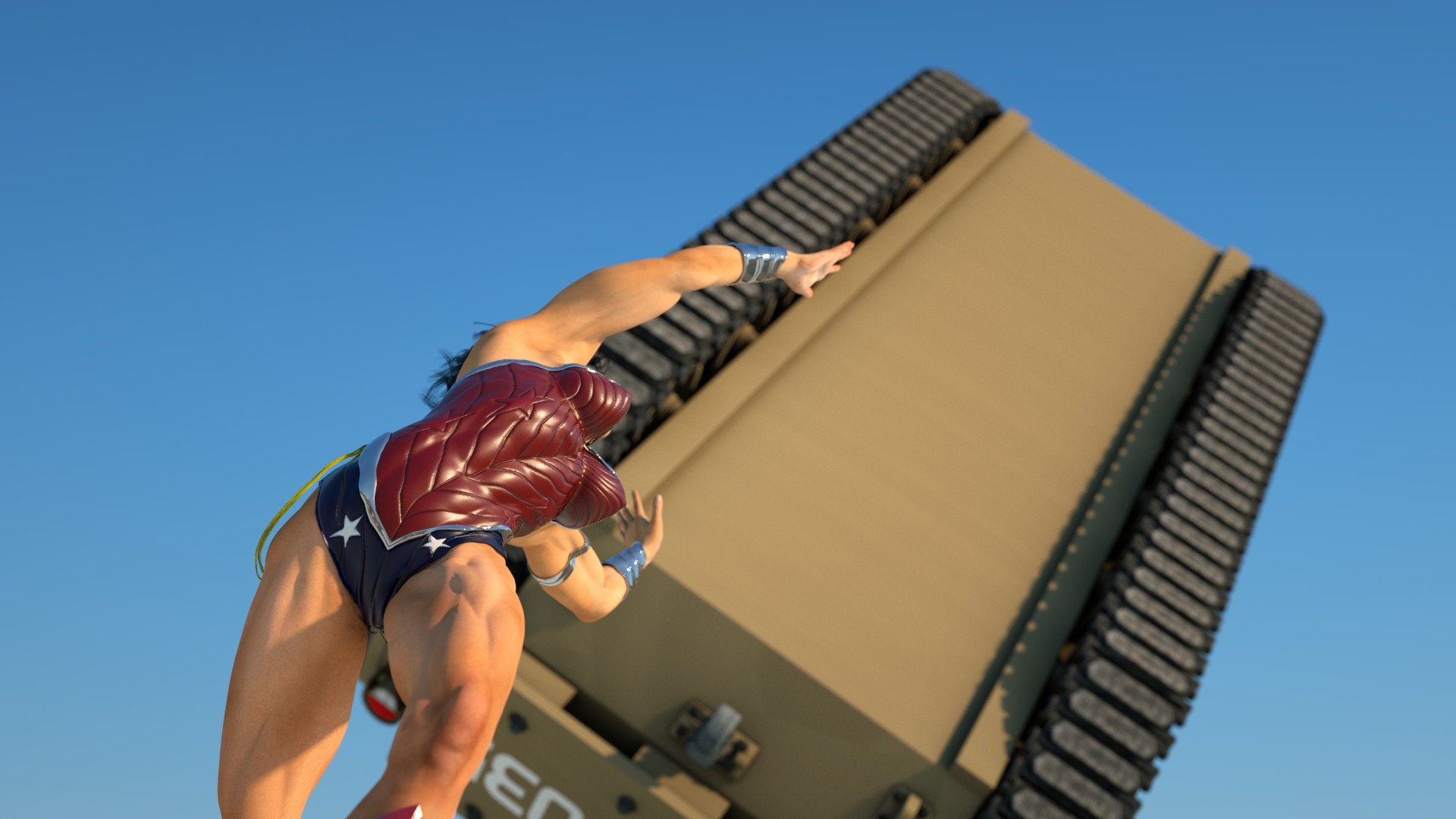 ArtStation - Wonder Woman tosses a tank