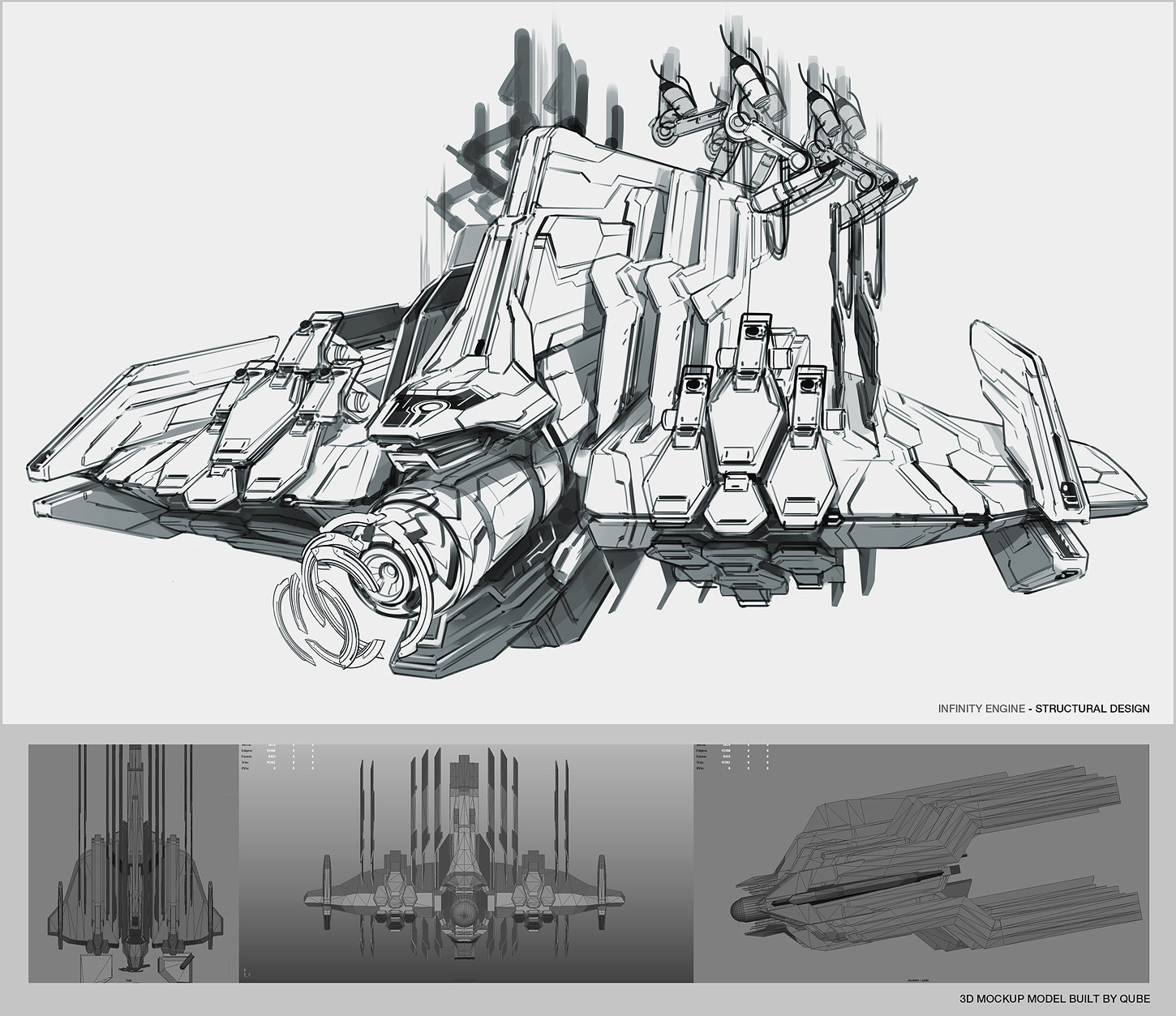 Studio Qube - HALO - UNSC Infinity engine concepts