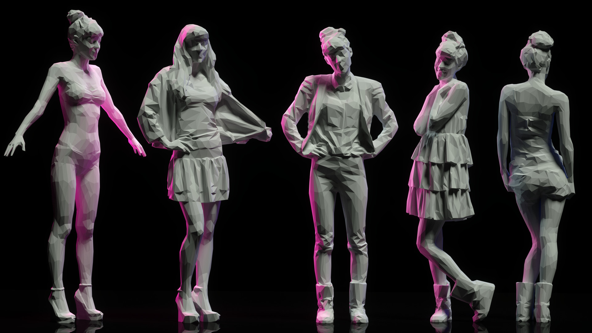 Polygonal Miniatures - Low Poly Girls