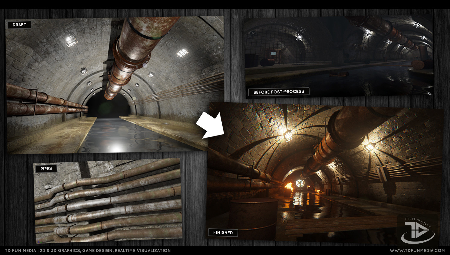 ArtStation - Sewer scene "before" and "after"