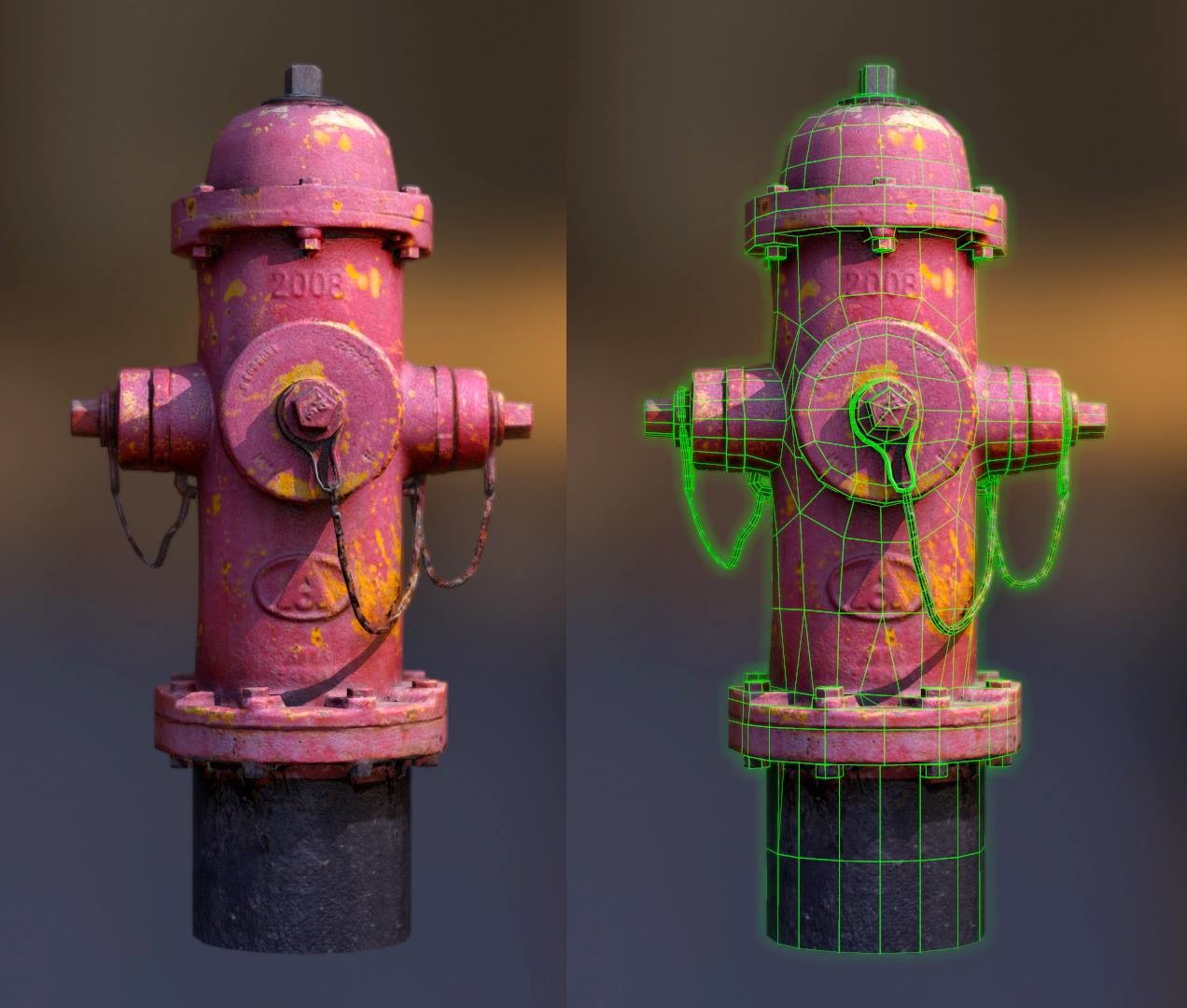 ArtStation - Hydrant 3D photogrammetry scan to low poly game asset