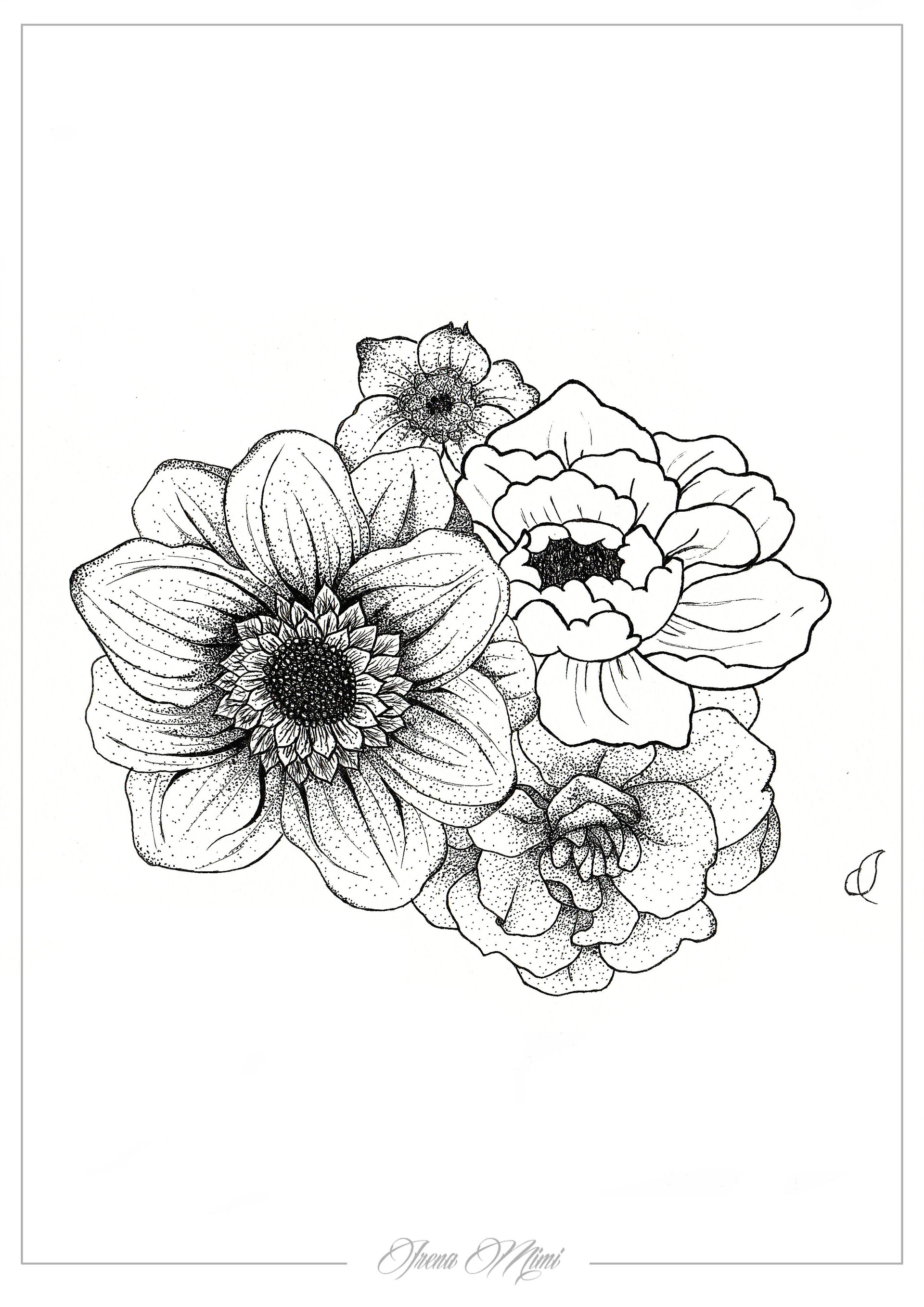 ArtStation - my dotwork art flowers