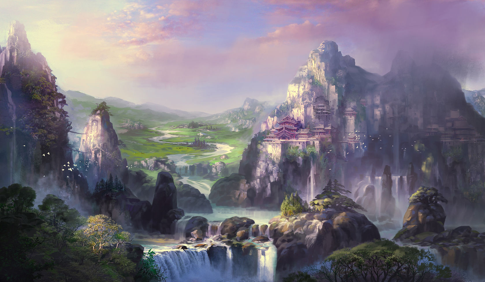 ArtStation - waterfall city