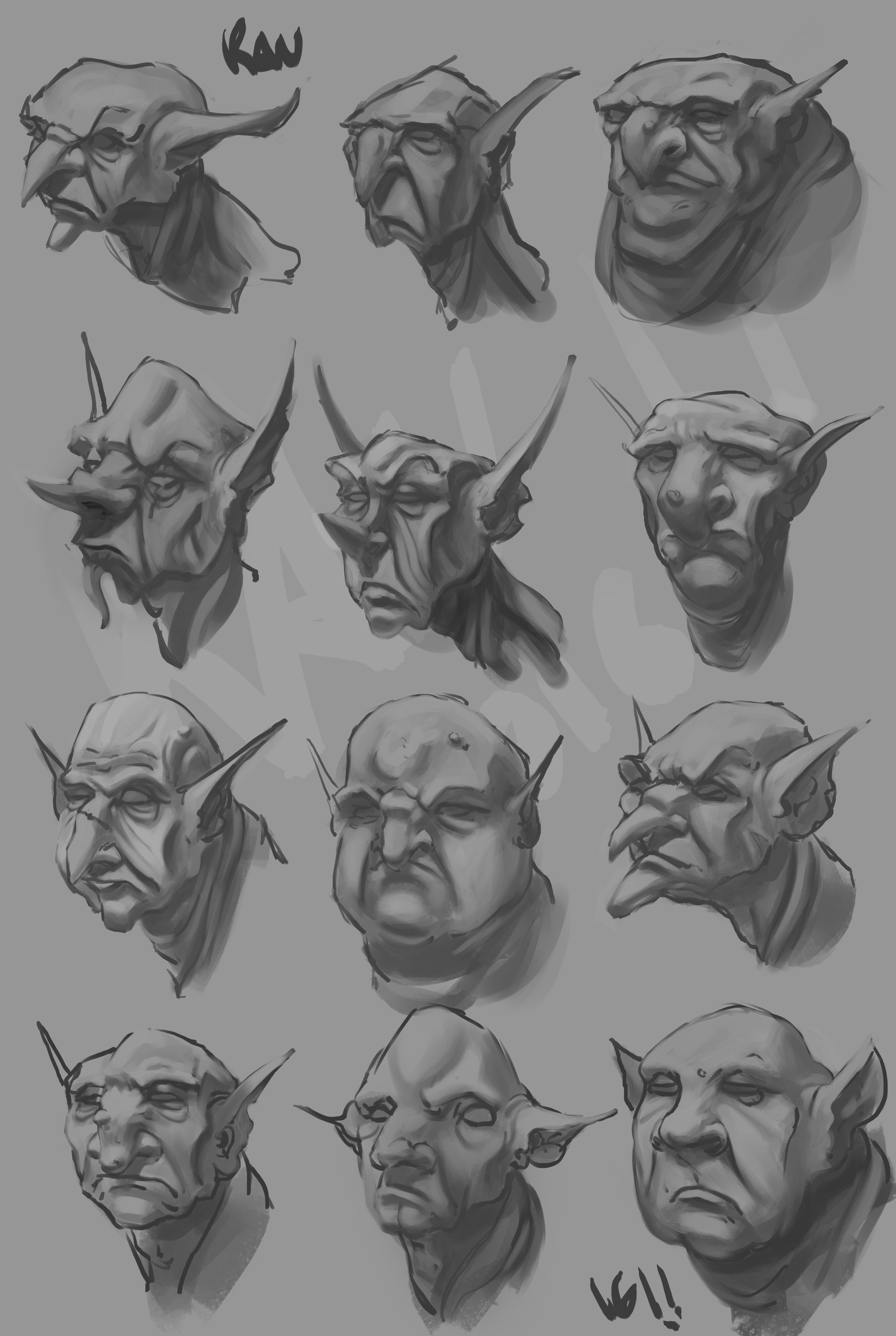 ArtStation - goblin faces rendering