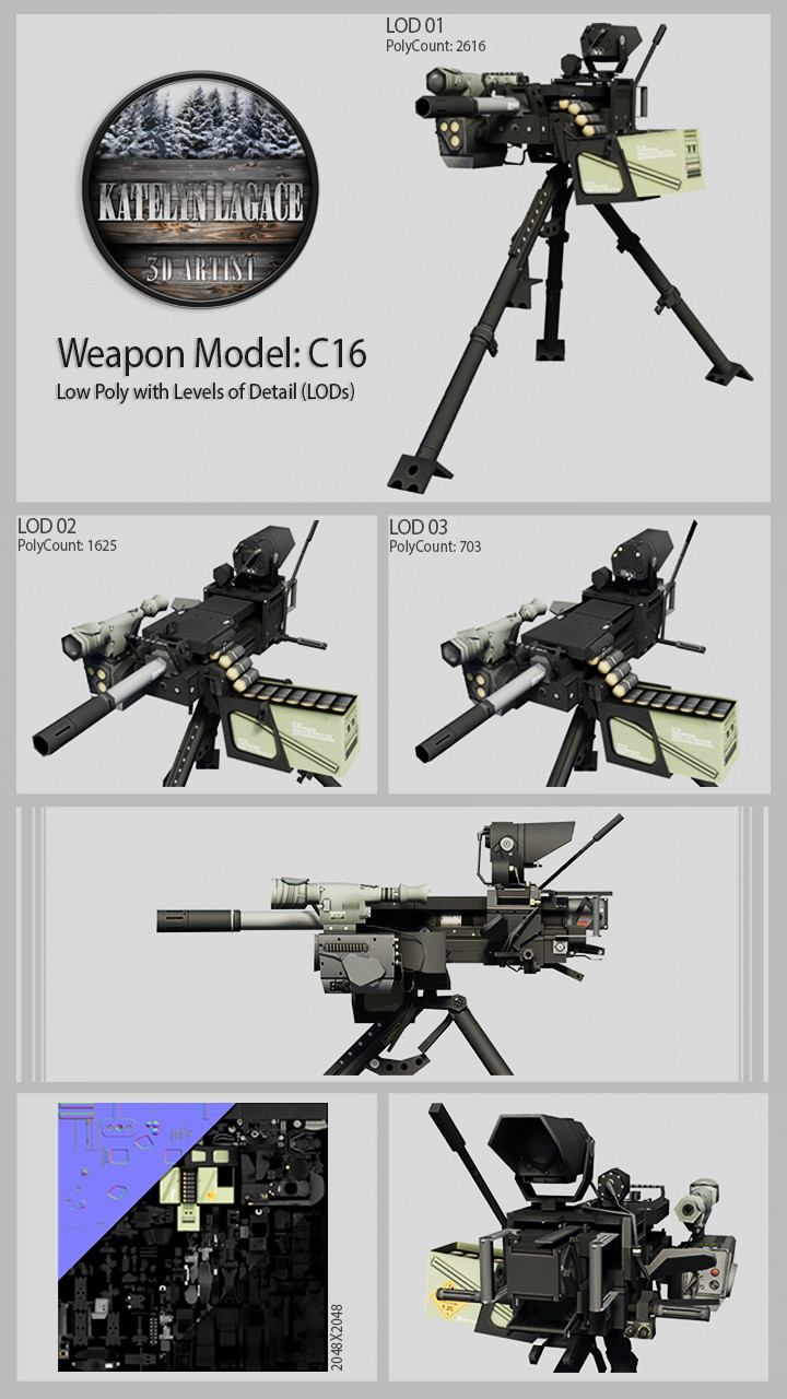 ArtStation - C16 Weapon Model (Low Poly)