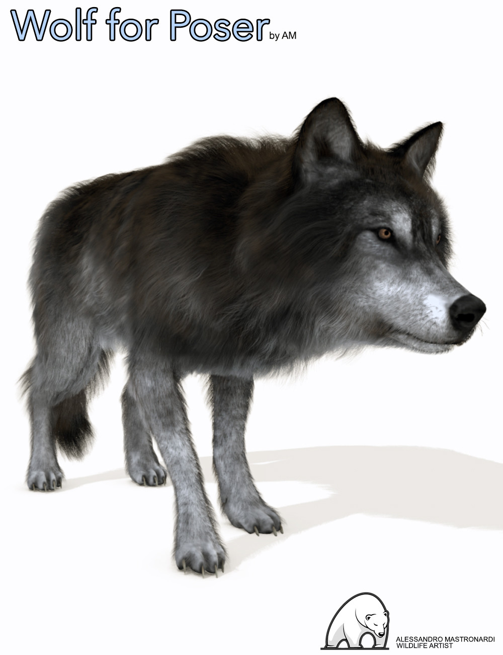 Alessandro Mastronardi - Wolf 3D model for Poser, with dynamic hair