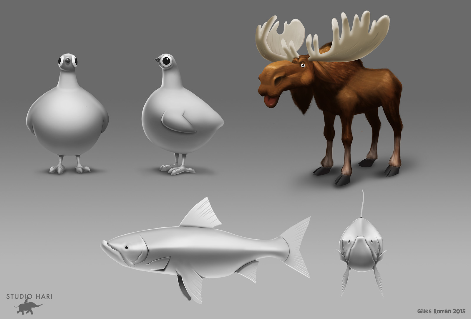 Gilles Roman - Grizzy and the Lemmings Characters Concept