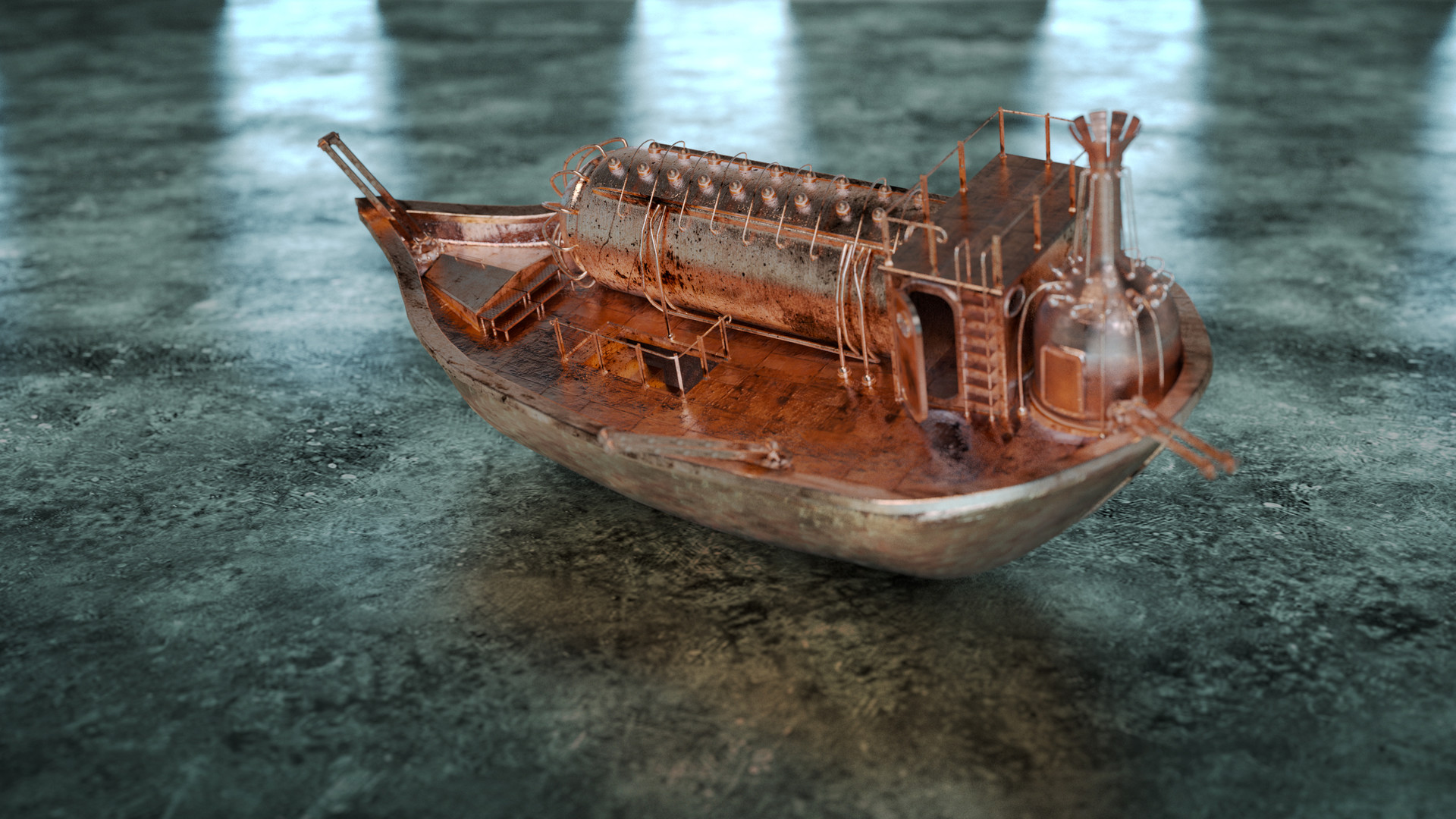 ArtStation - Miniature Copper Boat