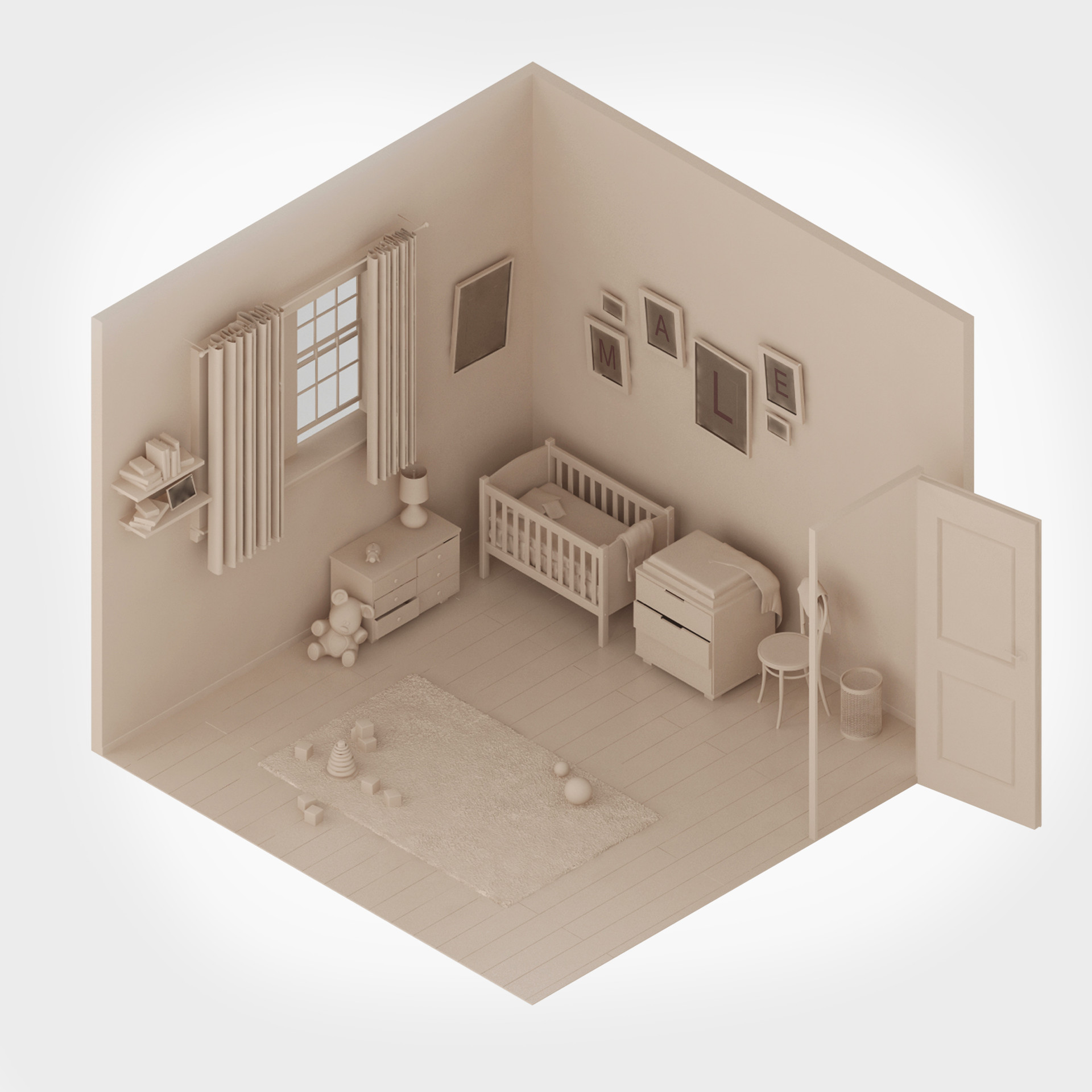 ArtStation - Isometric Baby Room | Habitación de bebé isométrica