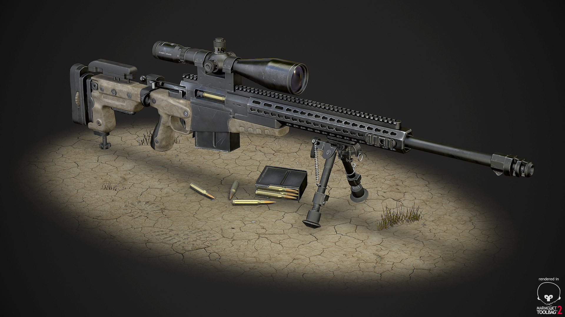 Illia Chornobrov - AX338 Sniper Rifle (Low Poly)