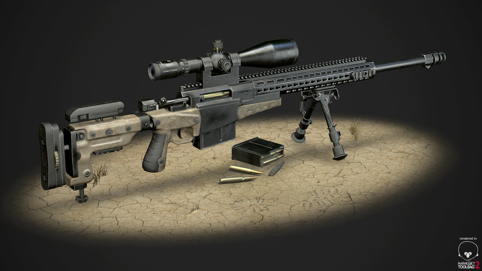 Illia Chornobrov - AX338 Sniper Rifle (Low Poly)