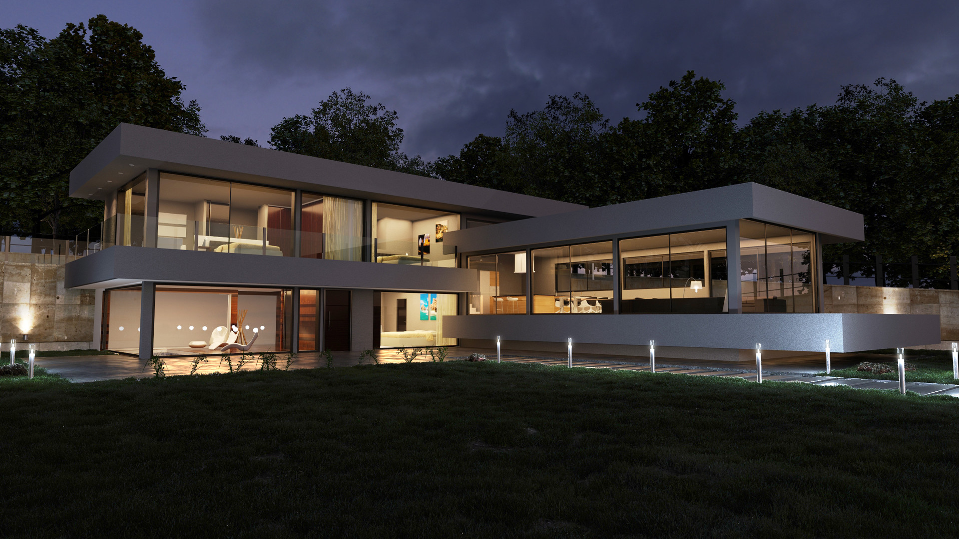 ArtStation - House Exterior Day and Night