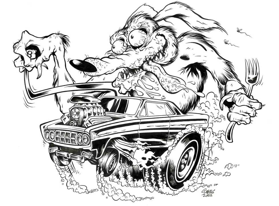 rat fink hot rod coloring pages
