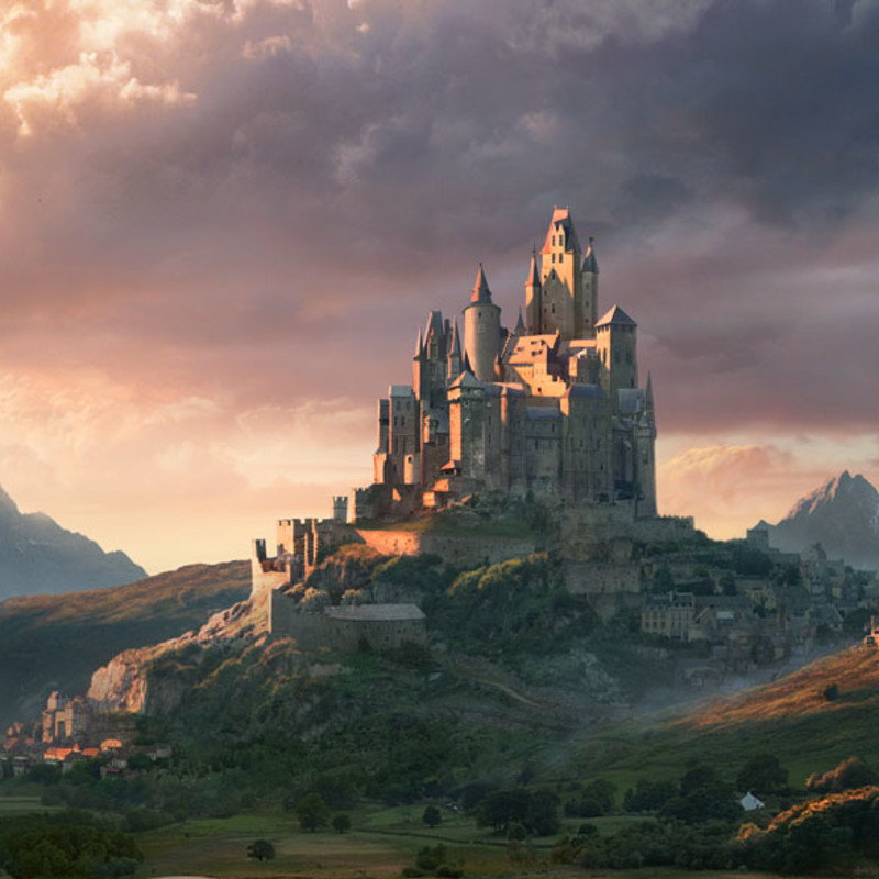 ArtStation - Sunset castle mattepainting., Olga Antonenko